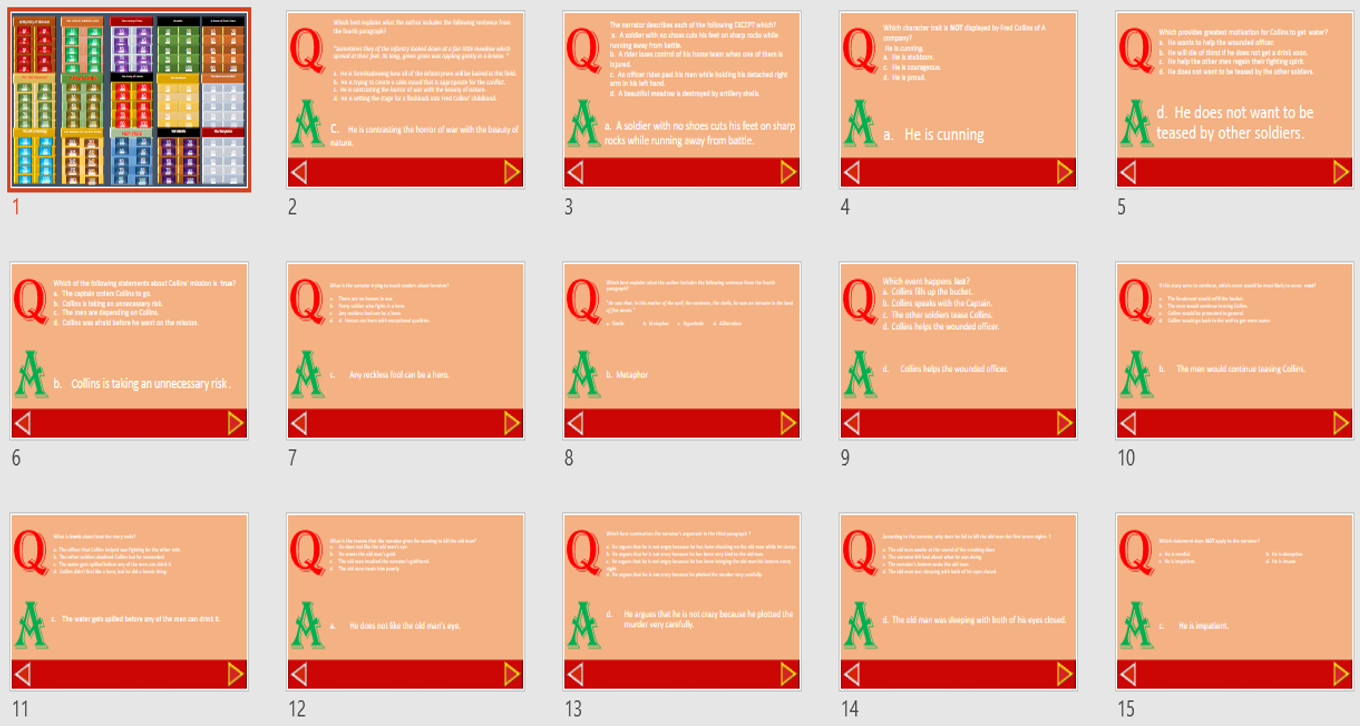 15 Short Stories - Jeopardy Game | Made By Teachers