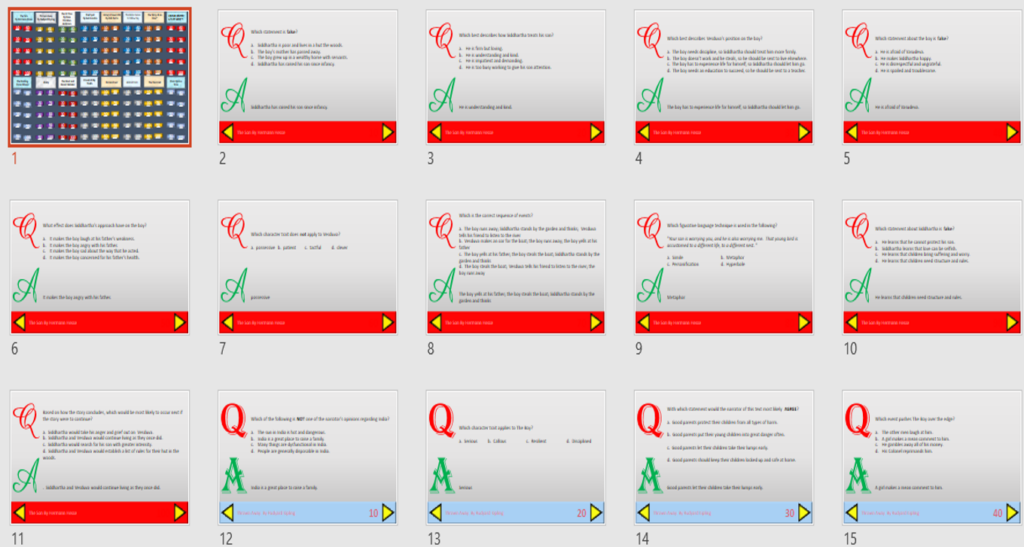 16 Short Stories - JEOPARDY GAME | Made By Teachers