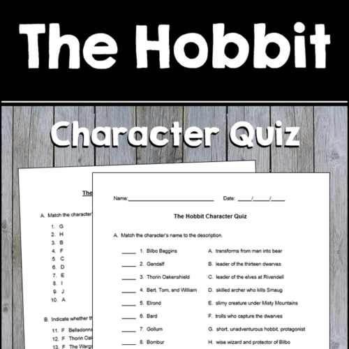 The Hobbit Character Quiz with Answer Key | Made By Teachers