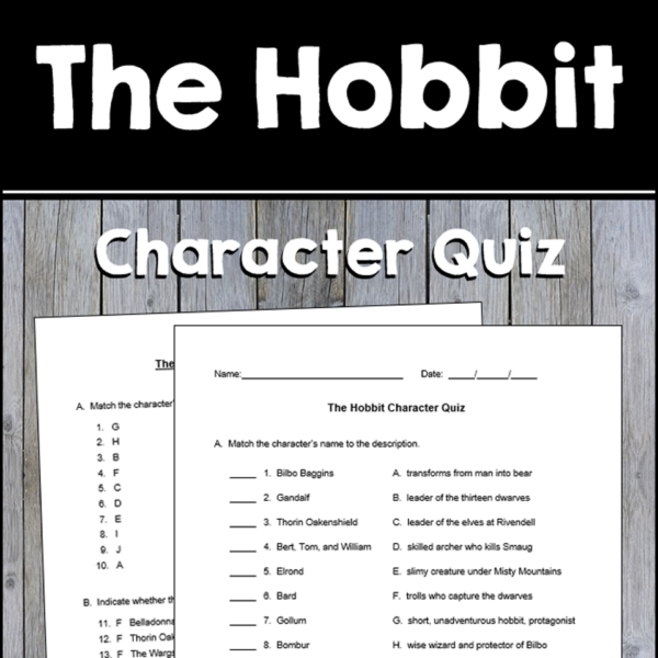 The Hobbit Character Quiz with Answer Key | Made By Teachers