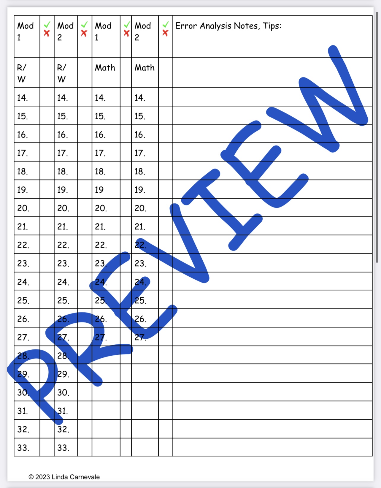 SAT Prep Tutoring Form: New Digital SAT Answer Sheet: Reading, Writing ...