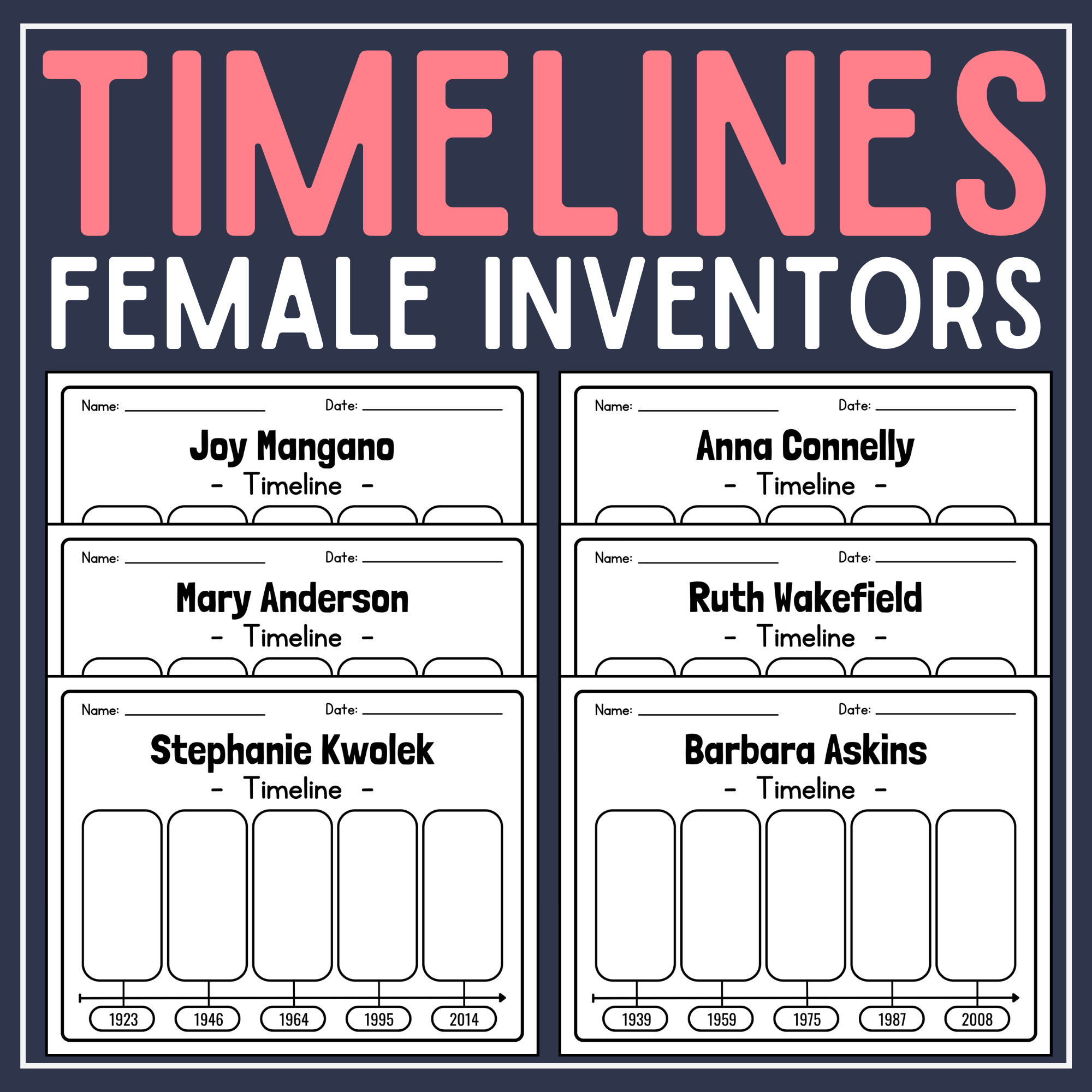 Female Inventors Timelines Worksheets | Women's History Month ...