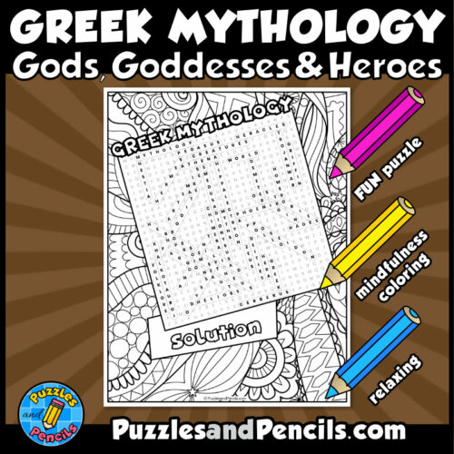 Greek Mythology Word Search Puzzle BUNDLE | 15 Greek Gods, Goddesses ...