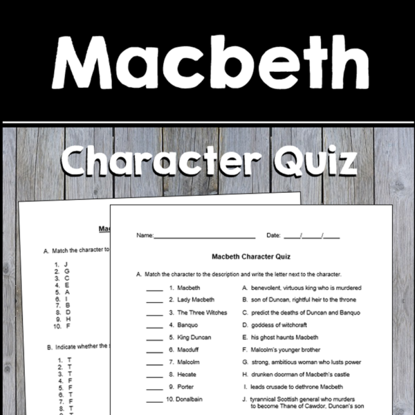 Macbeth Character Quiz with Answer Key | Made By Teachers