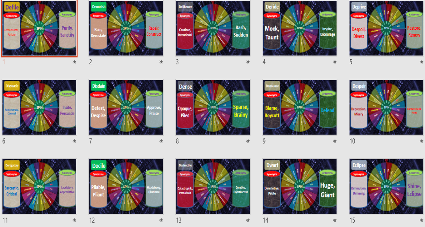 50 Game Spin The Wheel Synonyms Antonyms 1 Made By Teachers 50 Game Spin The Wheel Synonyms Antonyms 1 Made By Teachers