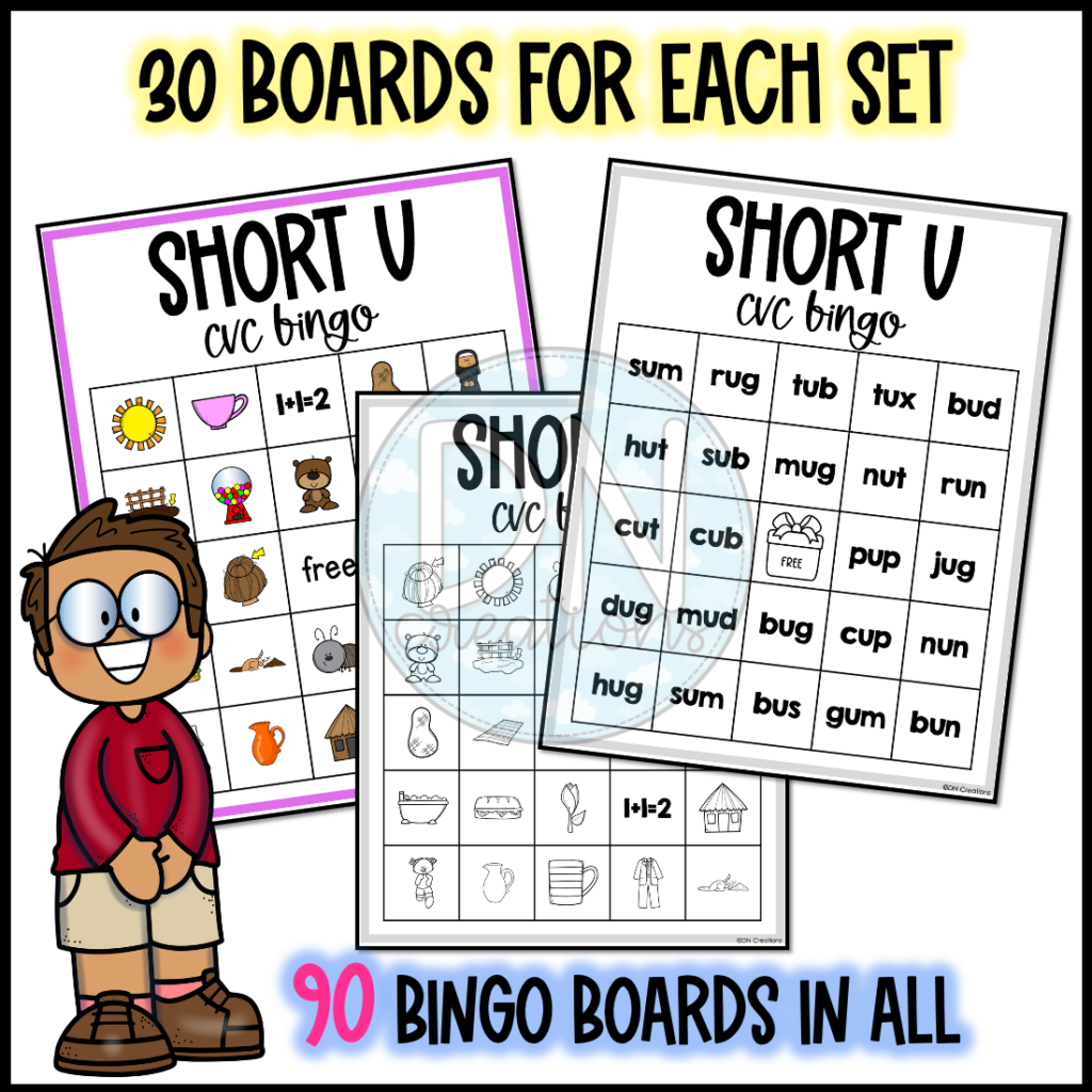 CVC Bingo for SHORT U Game l Short Vowels Bingo l Science of Reading l ...