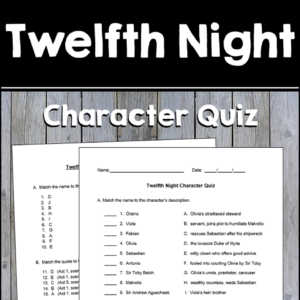 Twelfth Night Character Quiz with Answer Key | Made By Teachers