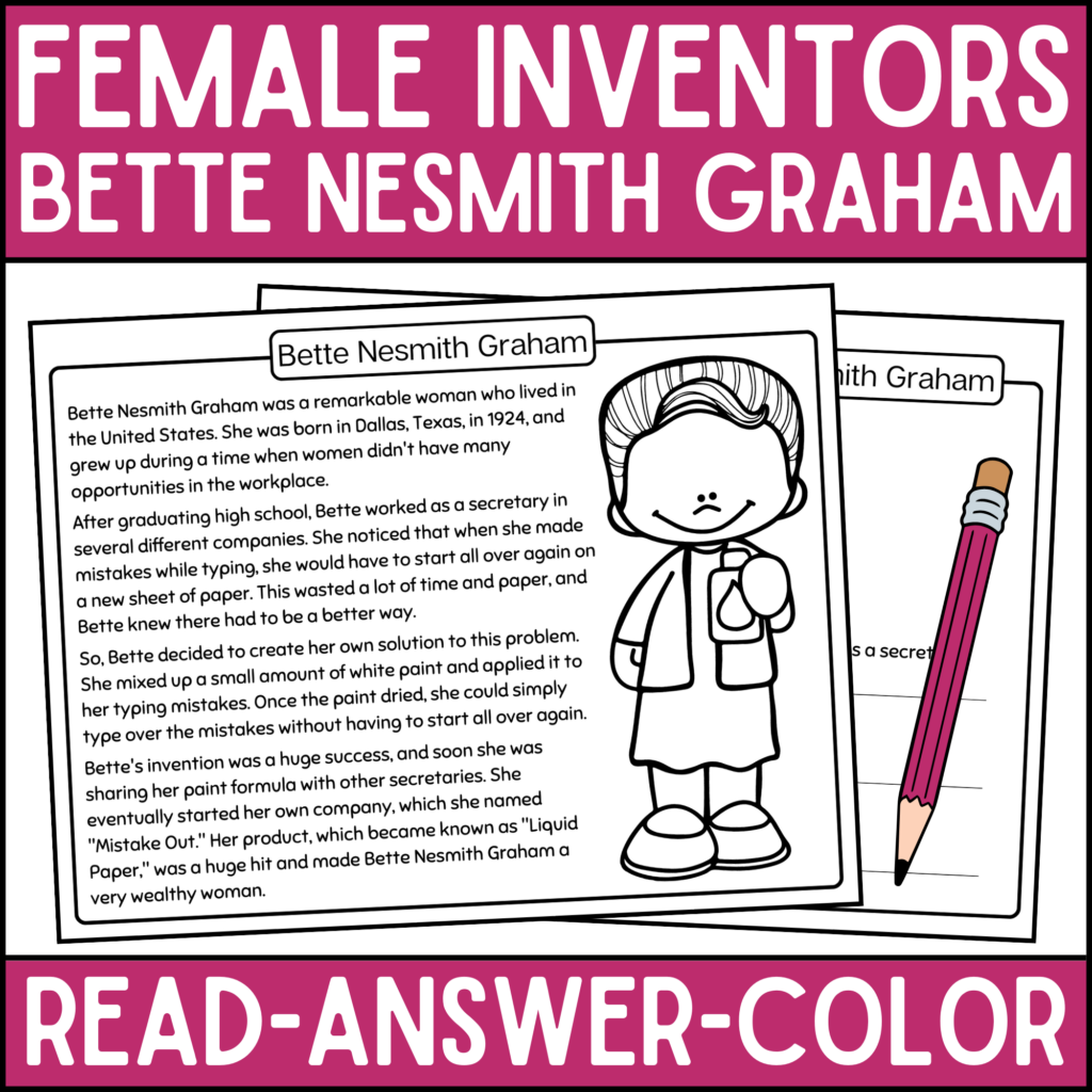 Bette Nesmith Graham: Reading Comprehension Passage | Women's History ...