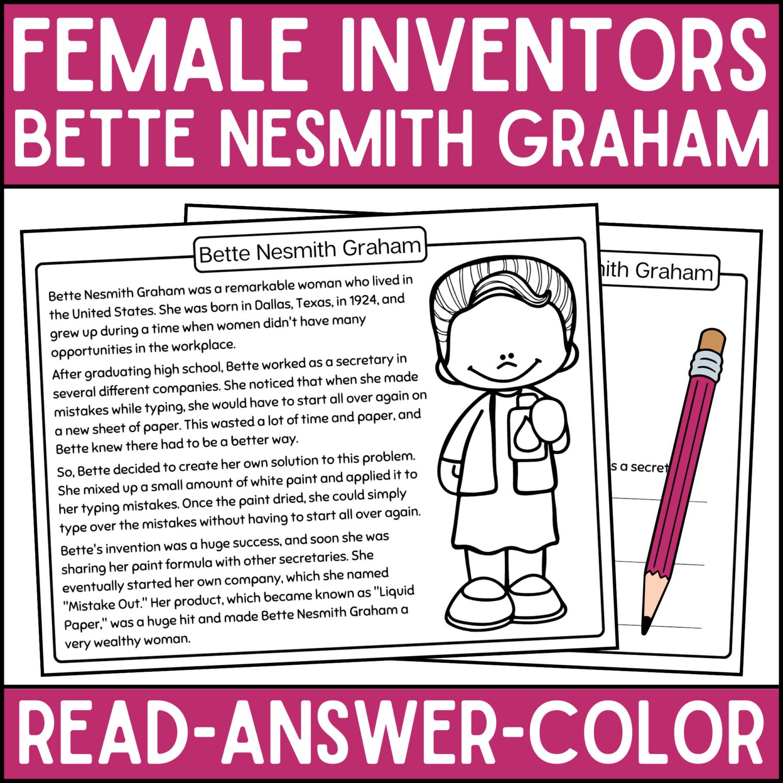 Bette Nesmith Graham: Reading Comprehension Passage | Women's History ...
