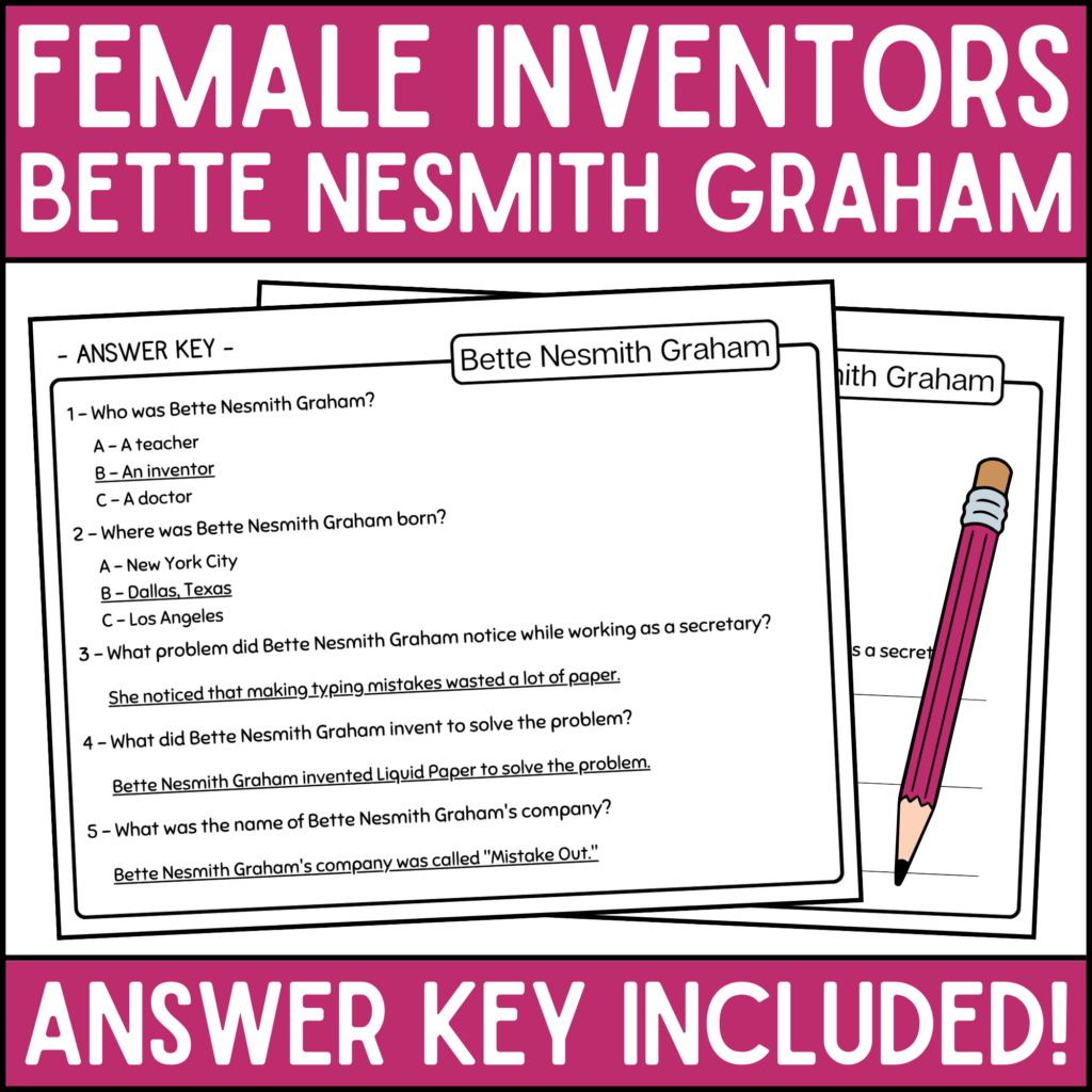 Bette Nesmith Graham: Reading Comprehension Passage | Women's History ...
