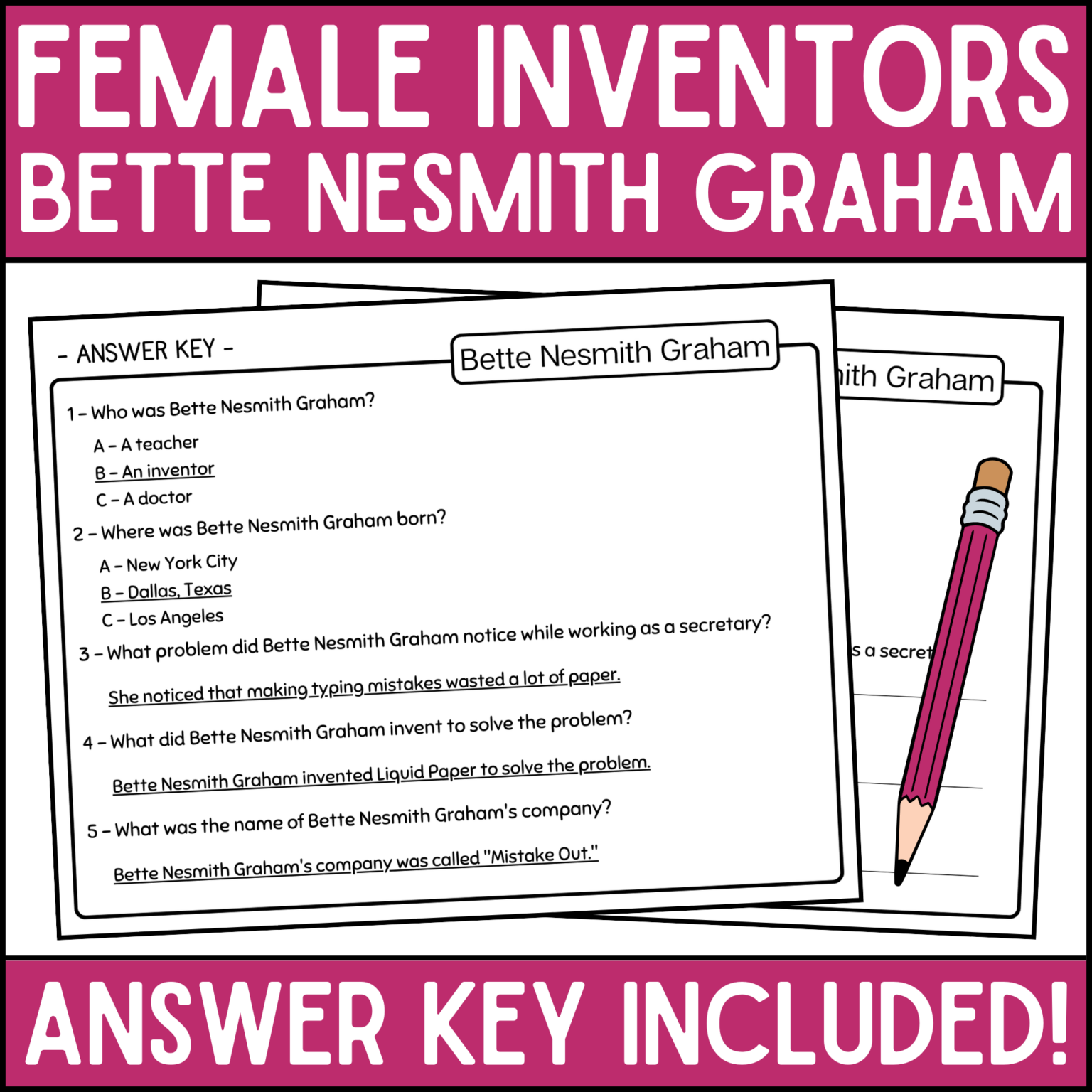 Bette Nesmith Graham: Reading Comprehension Passage | Women's History ...