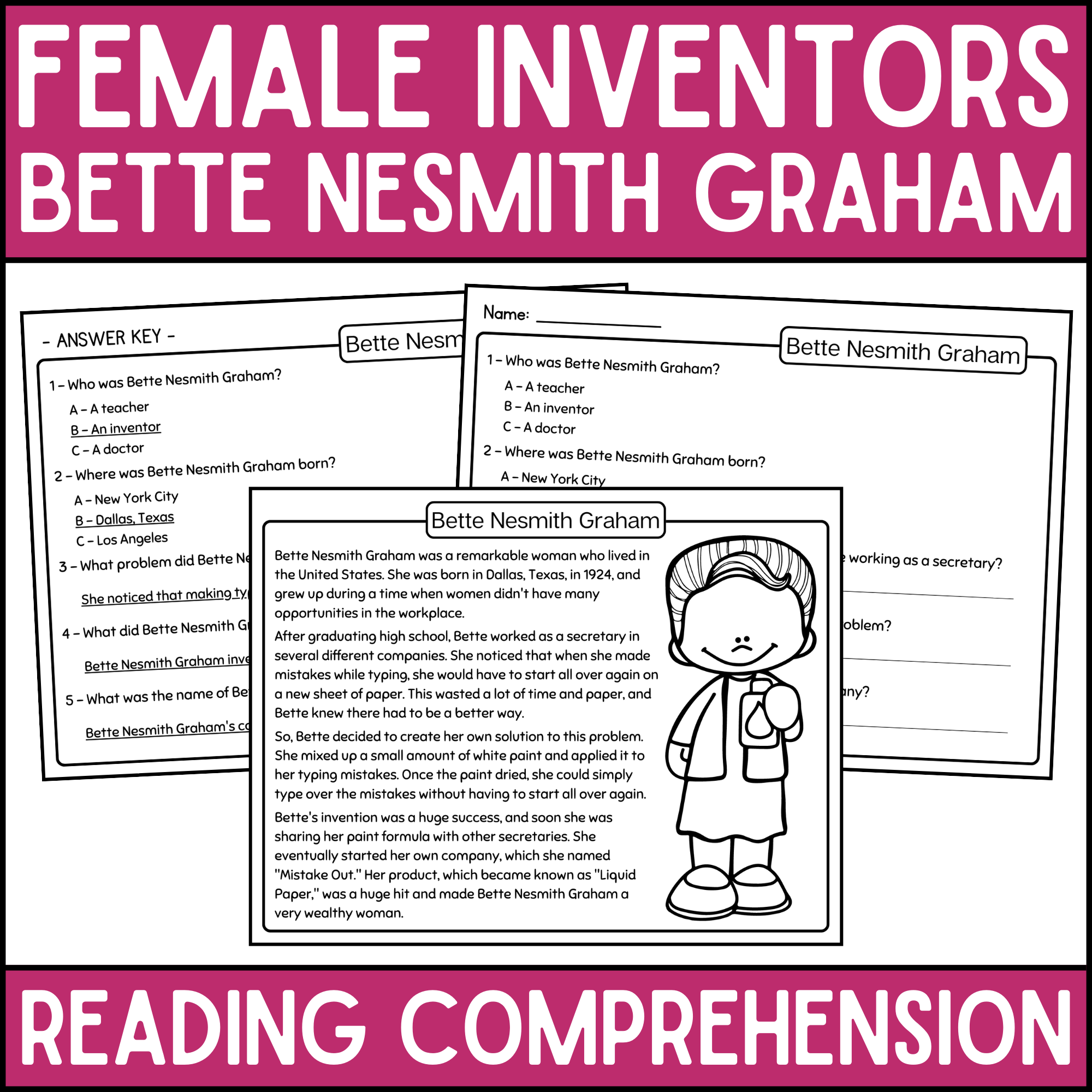Bette Nesmith Graham: Reading Comprehension Passage | Women's History ...