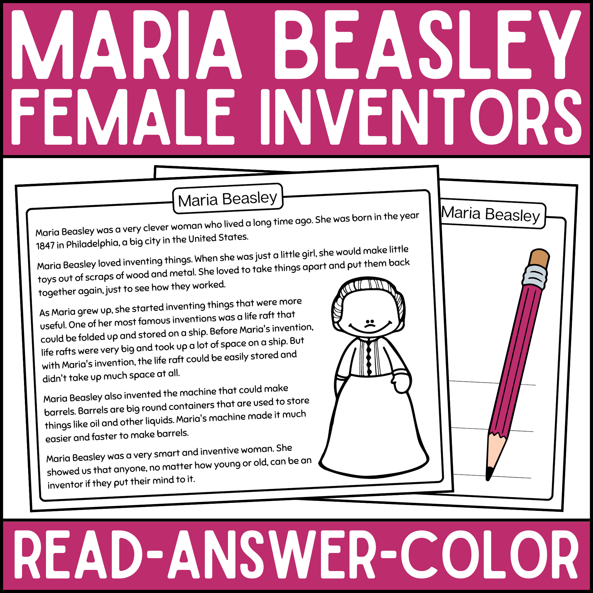 Maria Beasley: Reading Comprehension Passage | Women's History Month ...