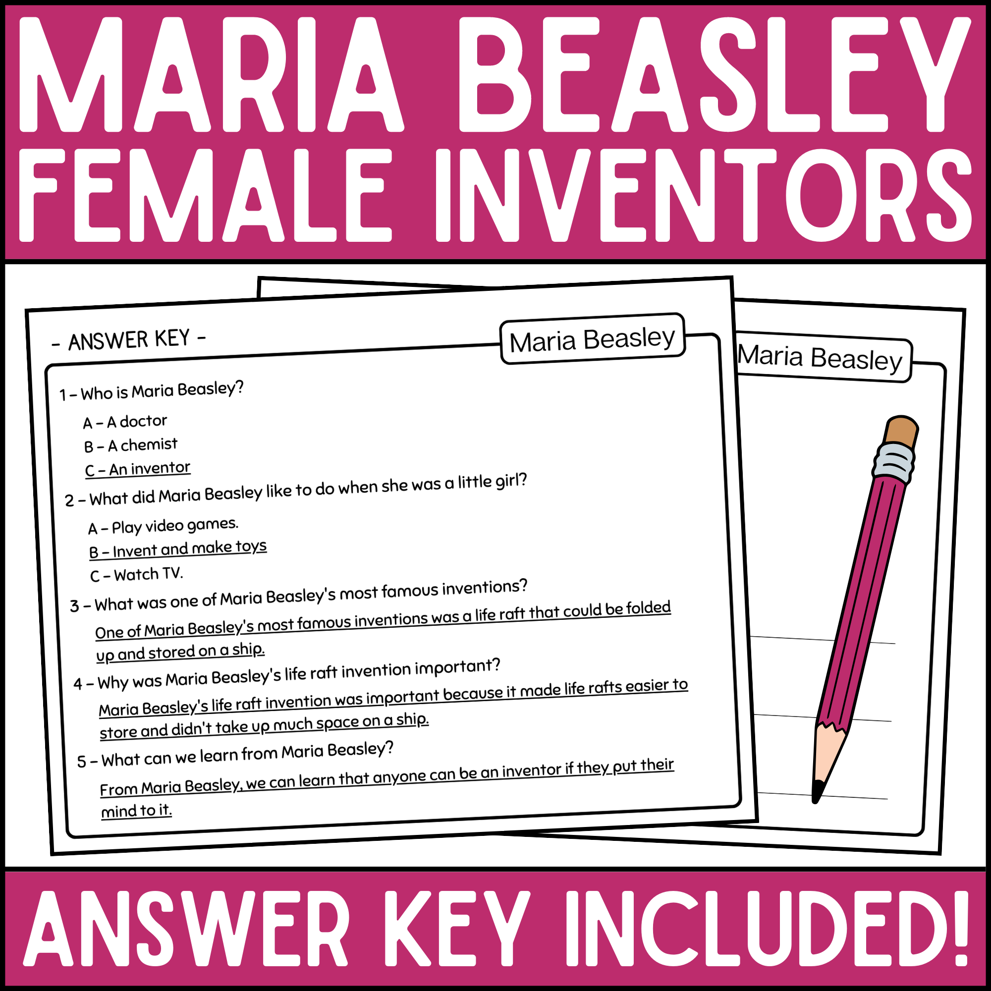 Maria Beasley: Reading Comprehension Passage | Women's History Month ...
