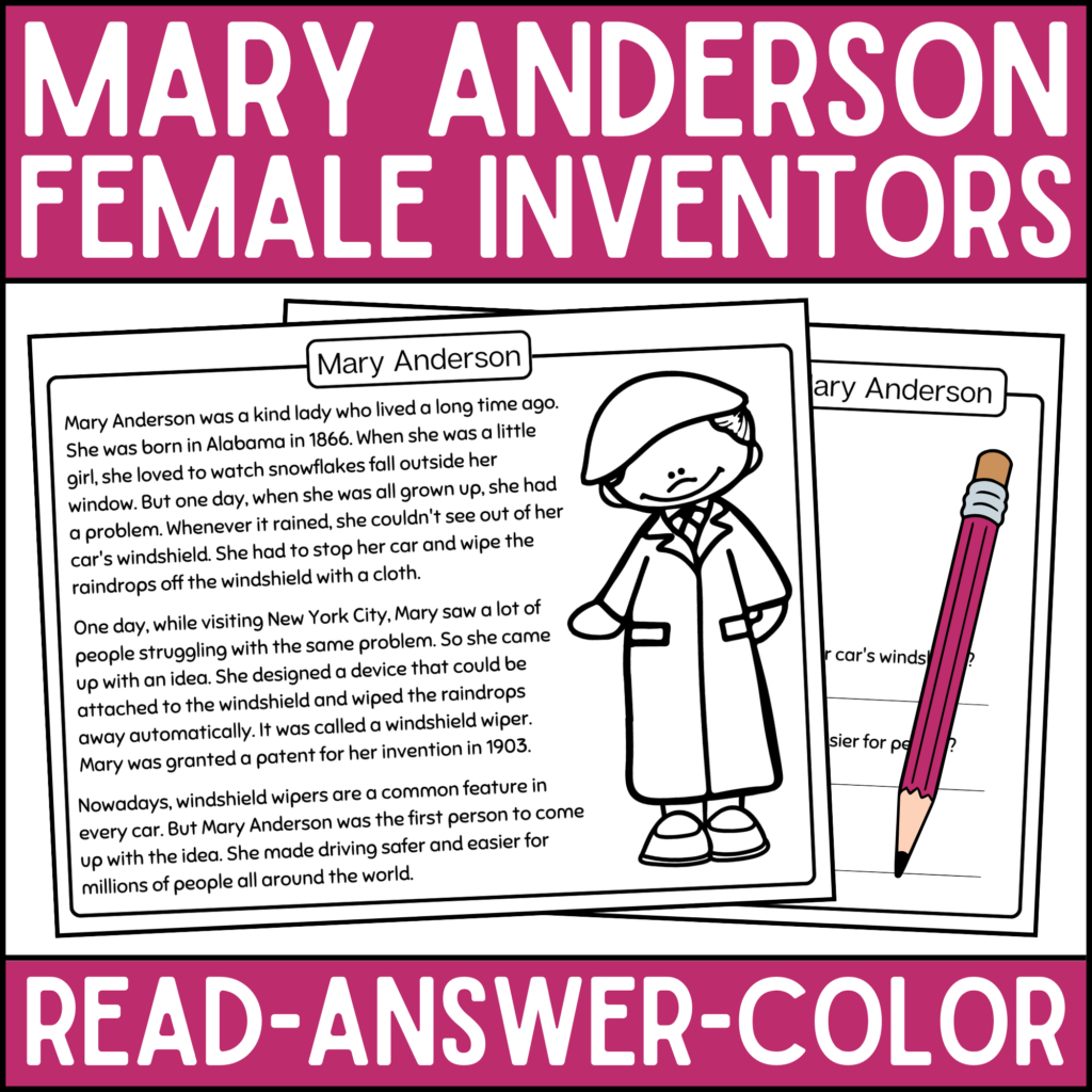 Mary Anderson: Reading Comprehension Passage | Women's History Month ...