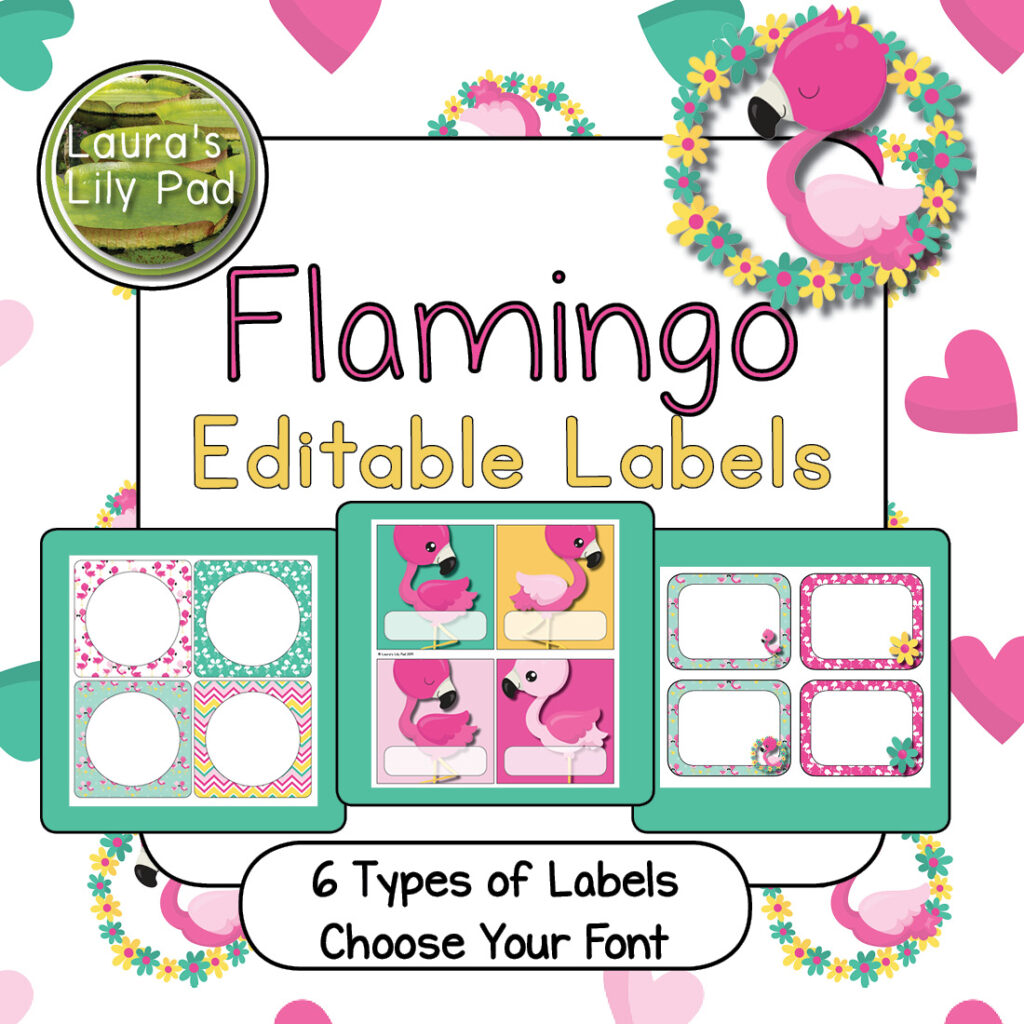 Flamingo Theme Editable Labels | Made By Teachers