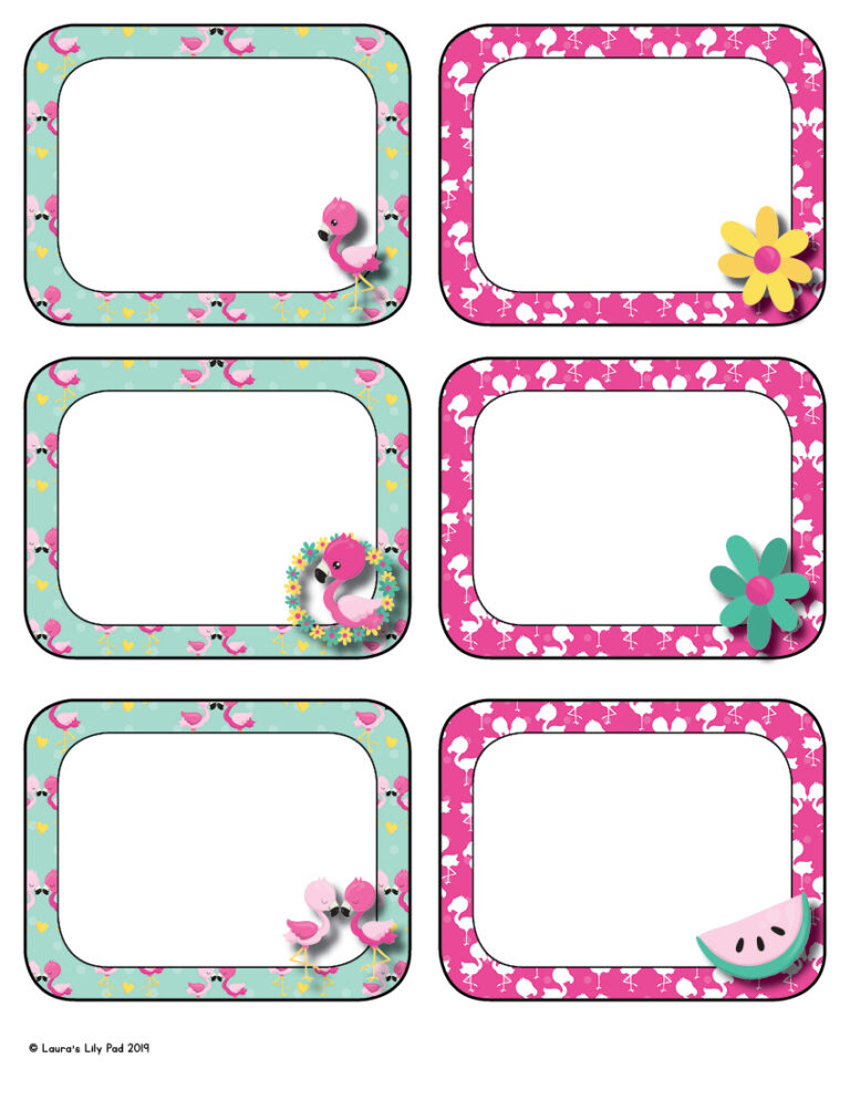 Flamingo Theme Editable Labels | Made By Teachers