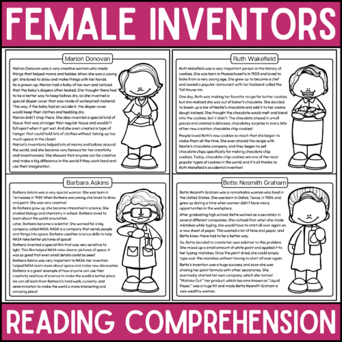 Female Inventors Reading Comprehension Passage BUNDLE | Women's History ...