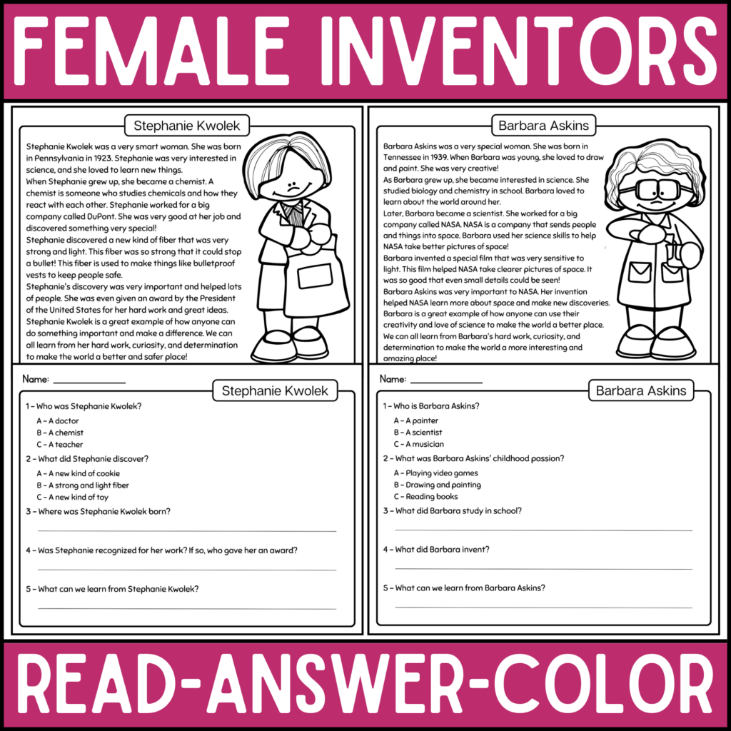 Female Inventors Reading Comprehension Passage BUNDLE | Women's History ...