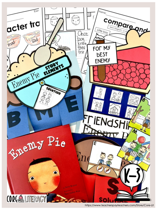 Enemy Pie Reading Comprehension Activities | Back to School Read Aloud ...