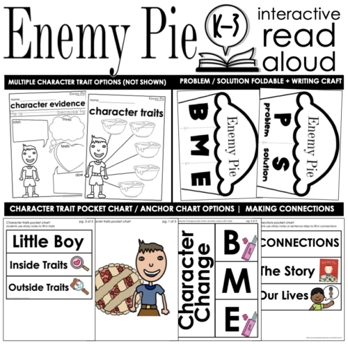 Enemy Pie Reading Comprehension Activities | Back to School Read Aloud ...