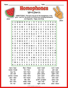 COMMON HOMOPHONES Word Search Puzzle Worksheet Activity | Made By Teachers