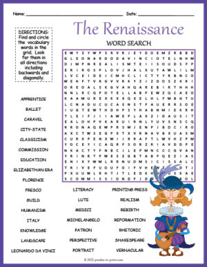 THE RENAISSANCE Word Search Puzzle Worksheet Activity - Made By Teachers