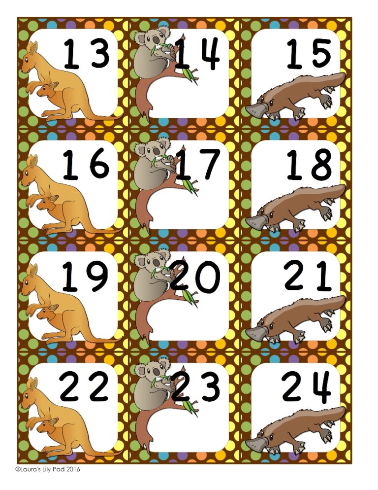 Calendar Number Cards Australian Animals Theme | Made By Teachers