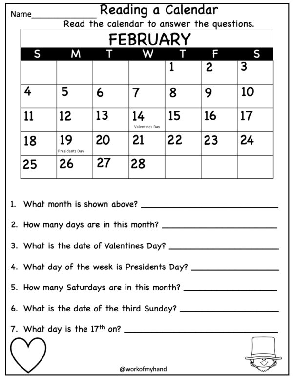 Calendar Math Worksheets 2nd Grade | Made By Teachers