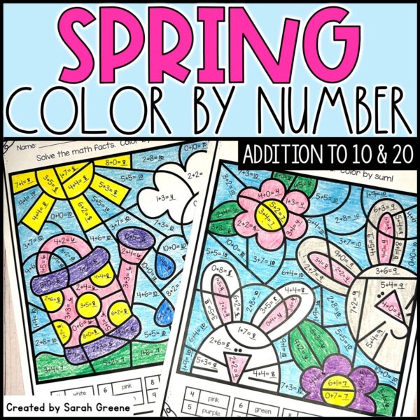 Spring Addition Color by Number | Made By Teachers