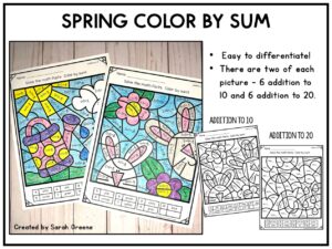 Spring Addition Color by Number | Made By Teachers