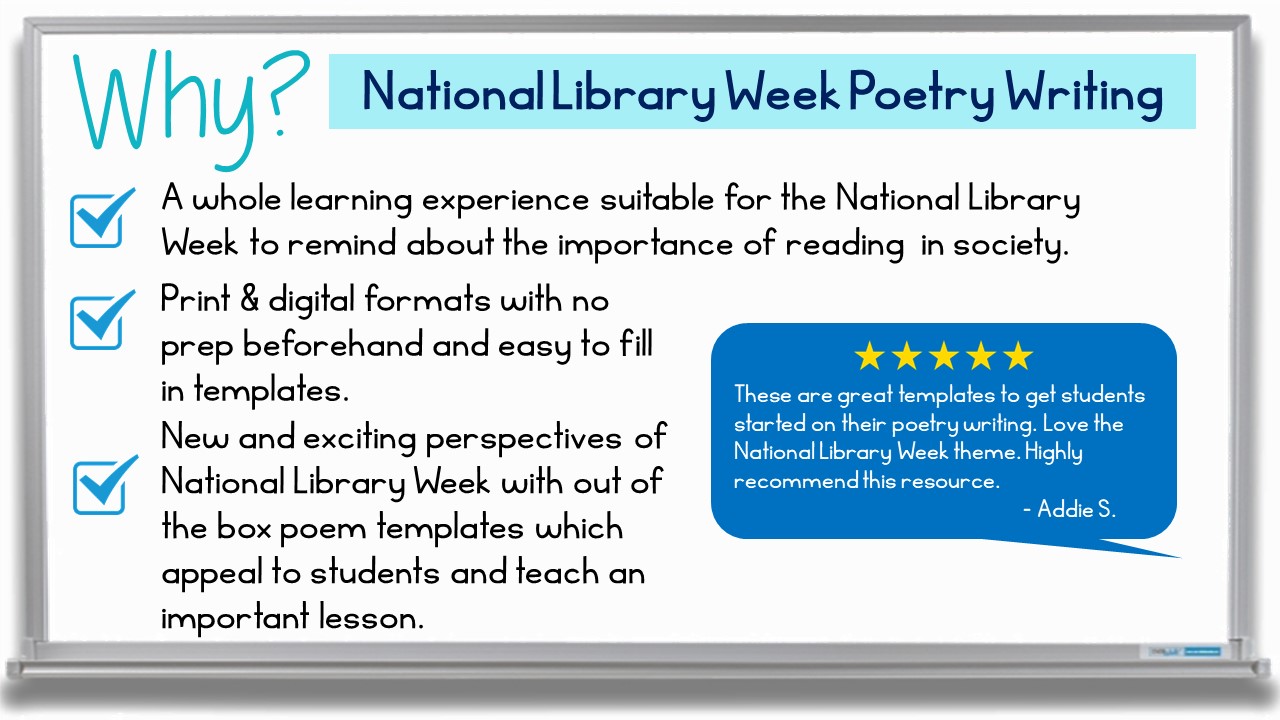 National Library Week Poetry Writing Activities - Poem Templates | Made ...