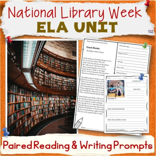 National Library Week Unit - Paired Reading Texts, Activities, Writing ...