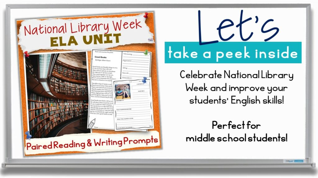 National Library Week Unit - Paired Reading Texts, Activities, Writing ...
