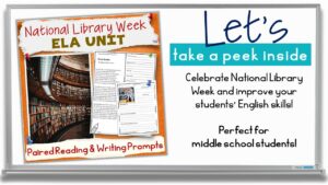 National Library Week Unit - Paired Reading Texts, Activities, Writing ...