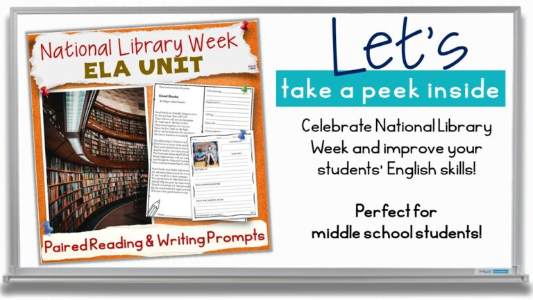 National Library Week Unit - Paired Reading Texts, Activities, Writing ...