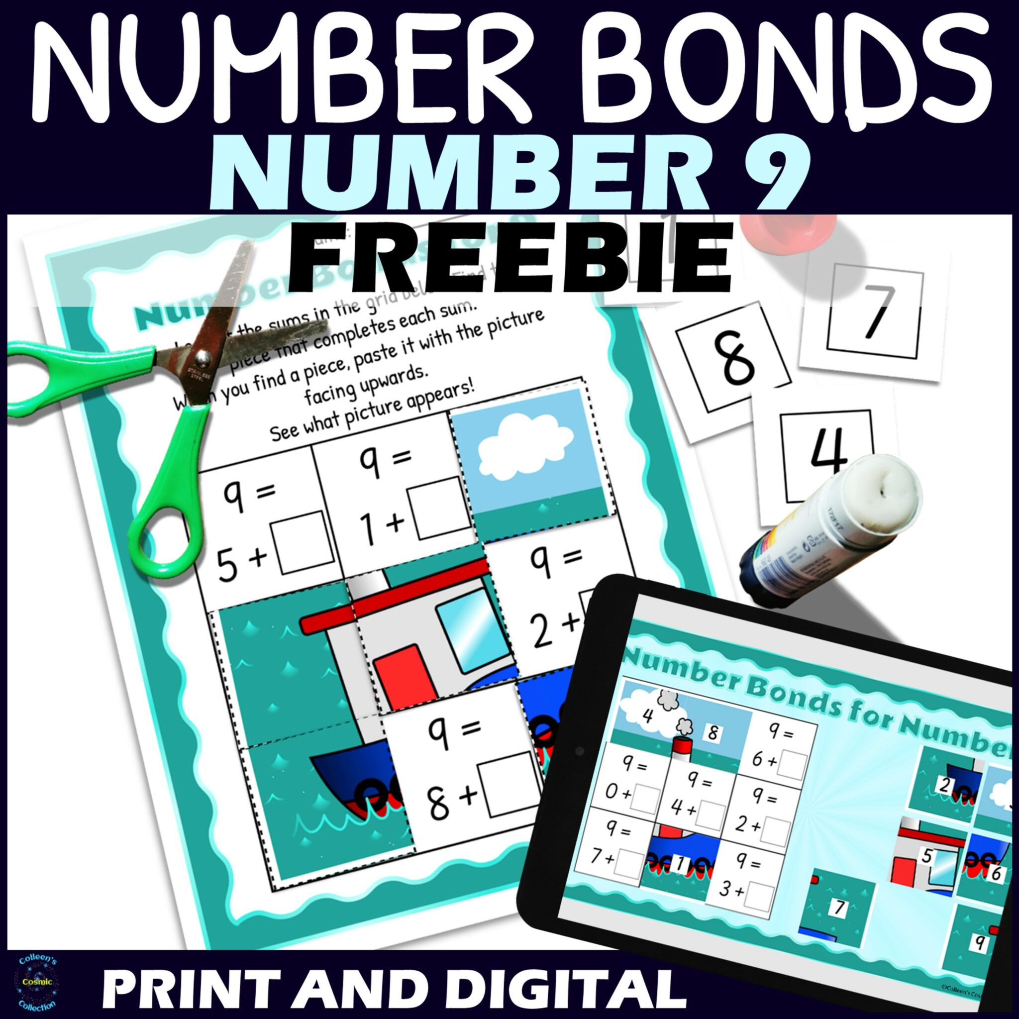 FREEBIE Number Bonds Activity Cut and Paste - 9 | Made By Teachers