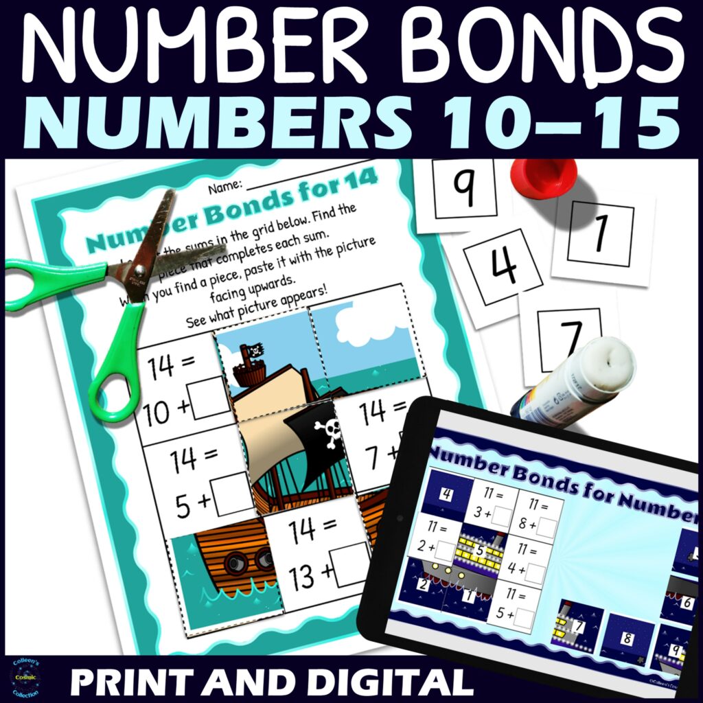 Number Bonds Activity Cut and Paste – 10-15 | Made By Teachers