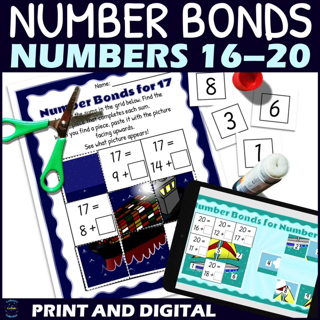 Number Bonds Activity Cut and Paste – 16-20 | Made By Teachers