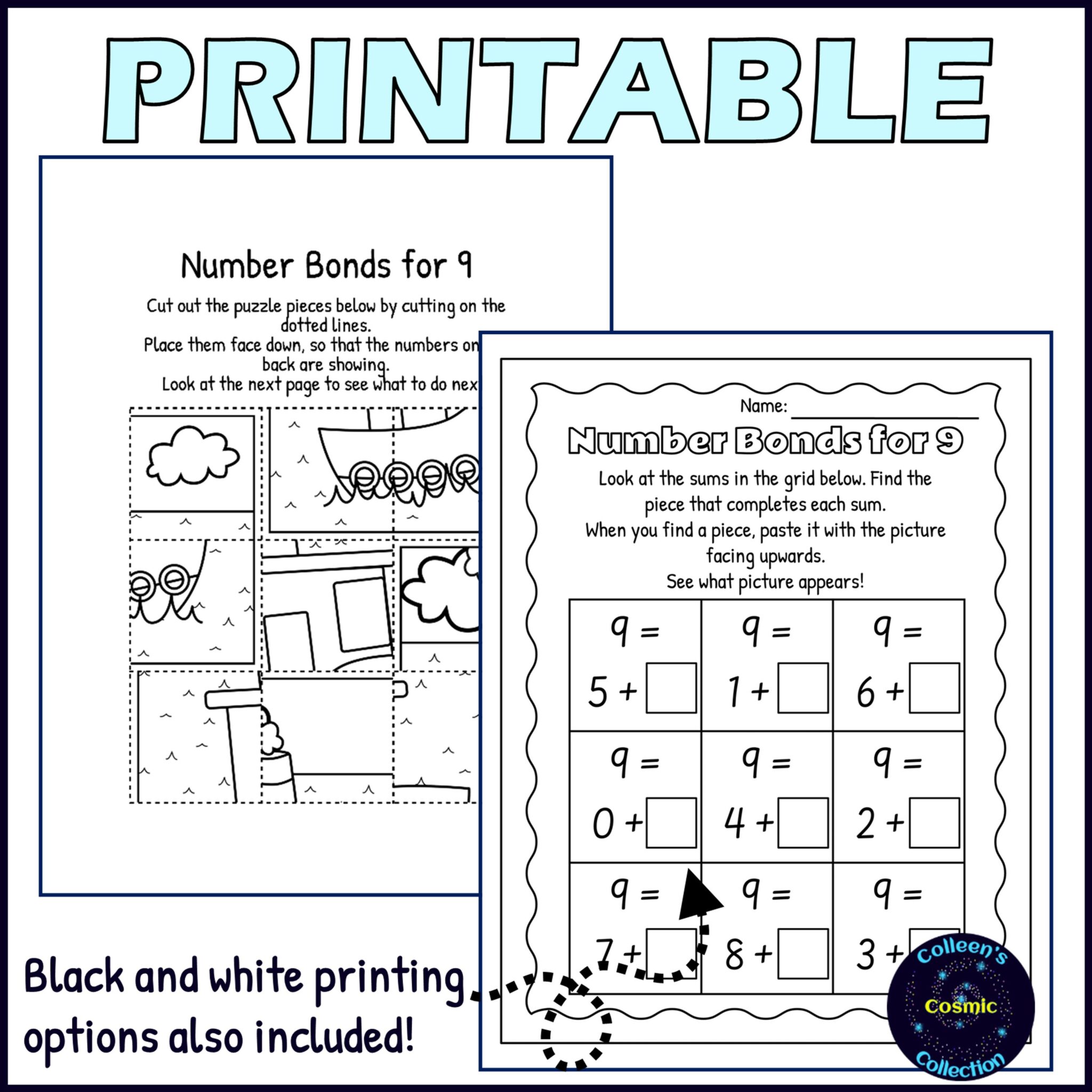 FREEBIE Number Bonds Activity Cut and Paste - 9 | Made By Teachers