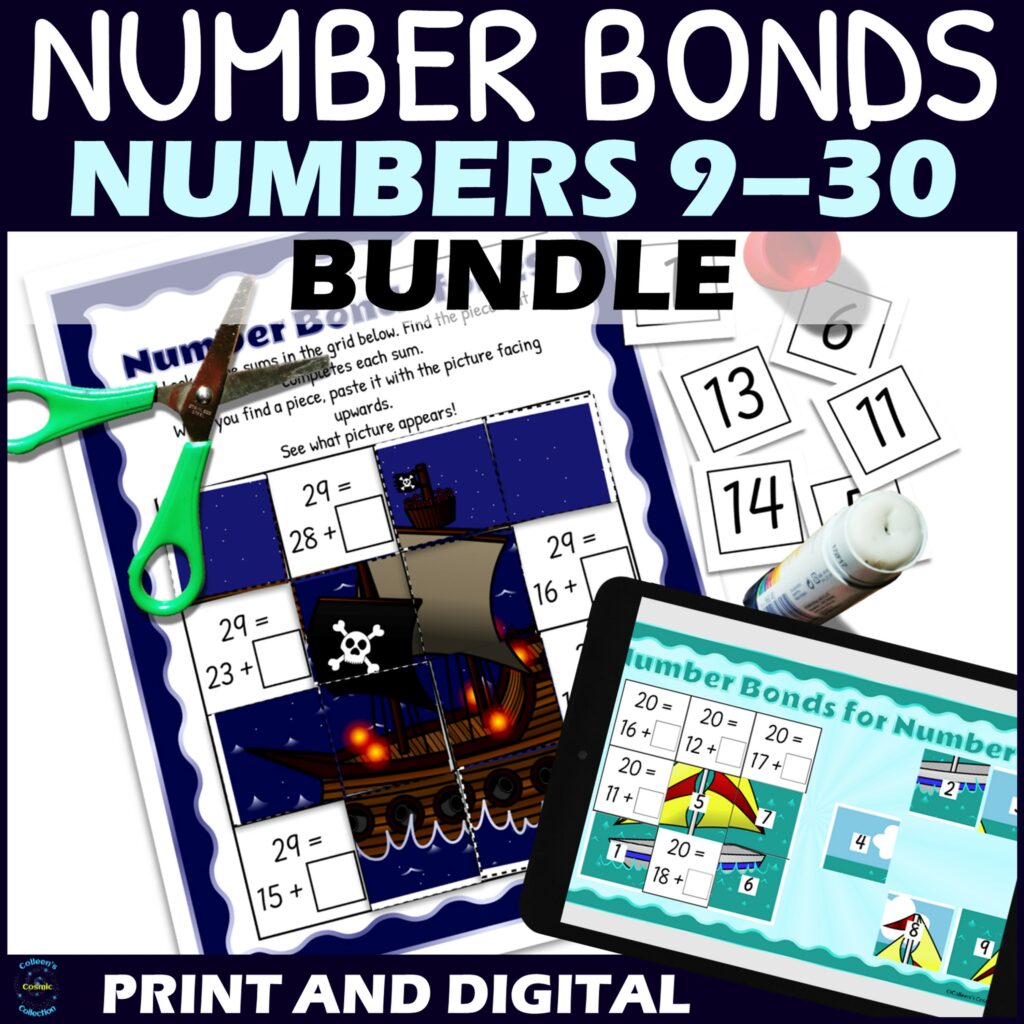 Number Bonds to 30 Activity Cut and Paste BUNDLE | Made By Teachers