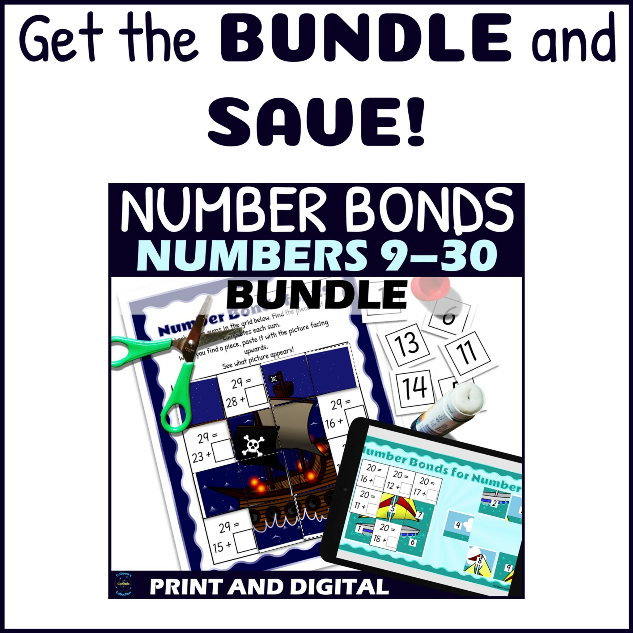 FREEBIE Number Bonds Activity Cut and Paste - 9 | Made By Teachers