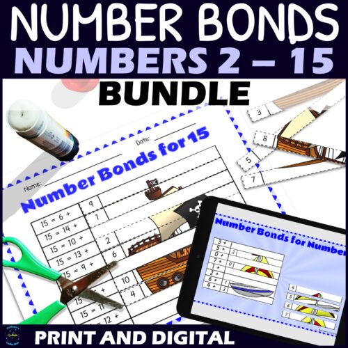 Number Bonds to 15 Cut and Paste Puzzles BUNDLE | Made By Teachers