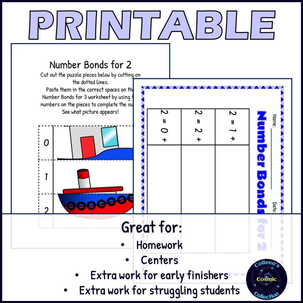 FREE Number Bonds Practice Cut and Paste Puzzles | Made By Teachers