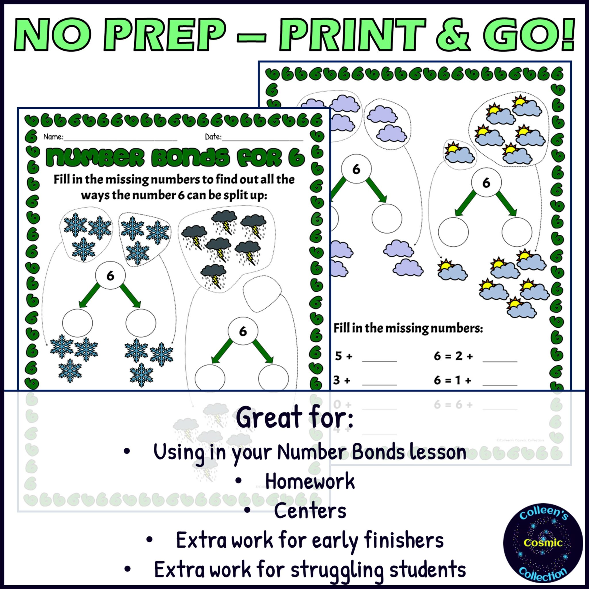 Number Bonds Activity FREE | Number 6 | Printable | Made By Teachers