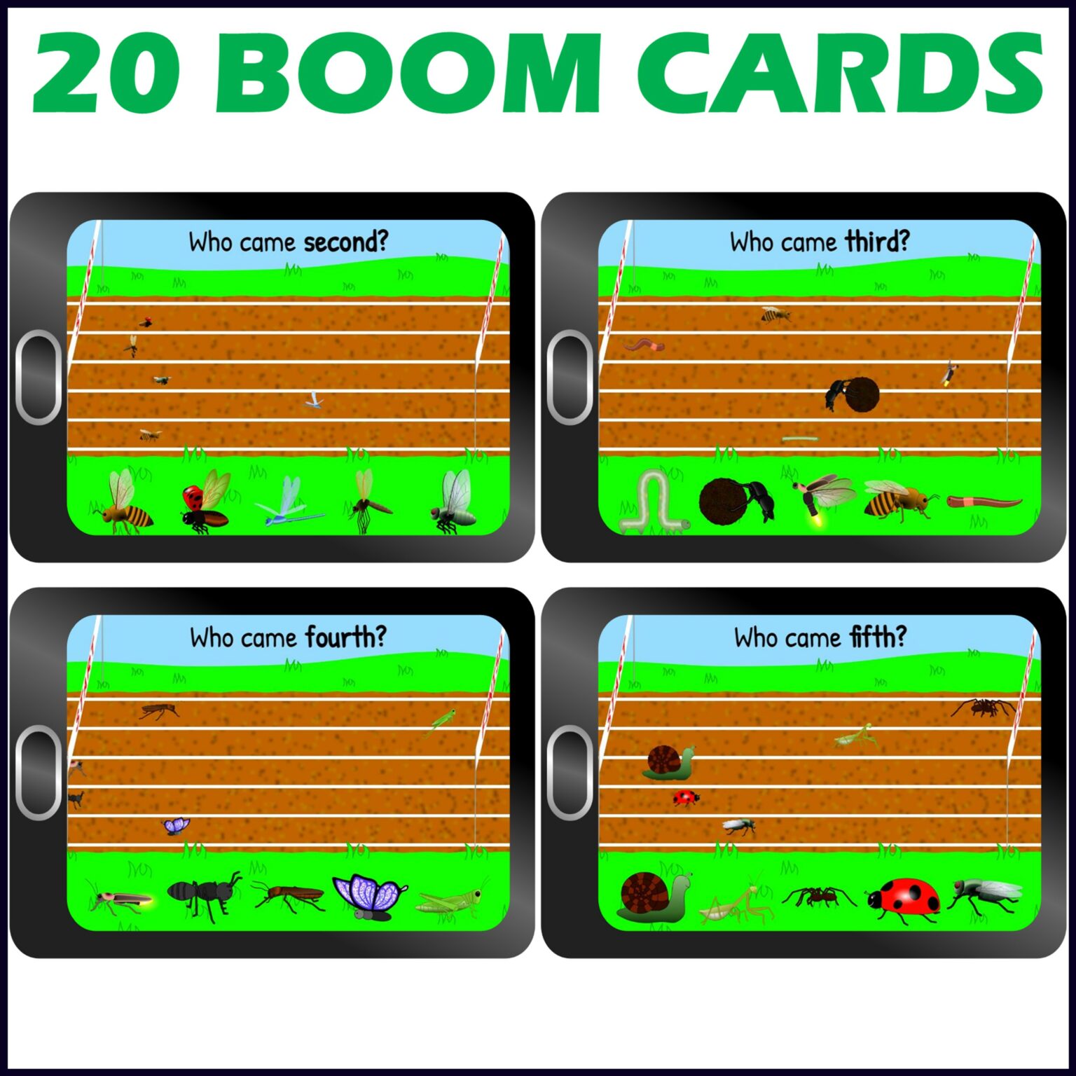 Spring Ordinal Numbers in Words Digital Boom™Cards | Made By Teachers