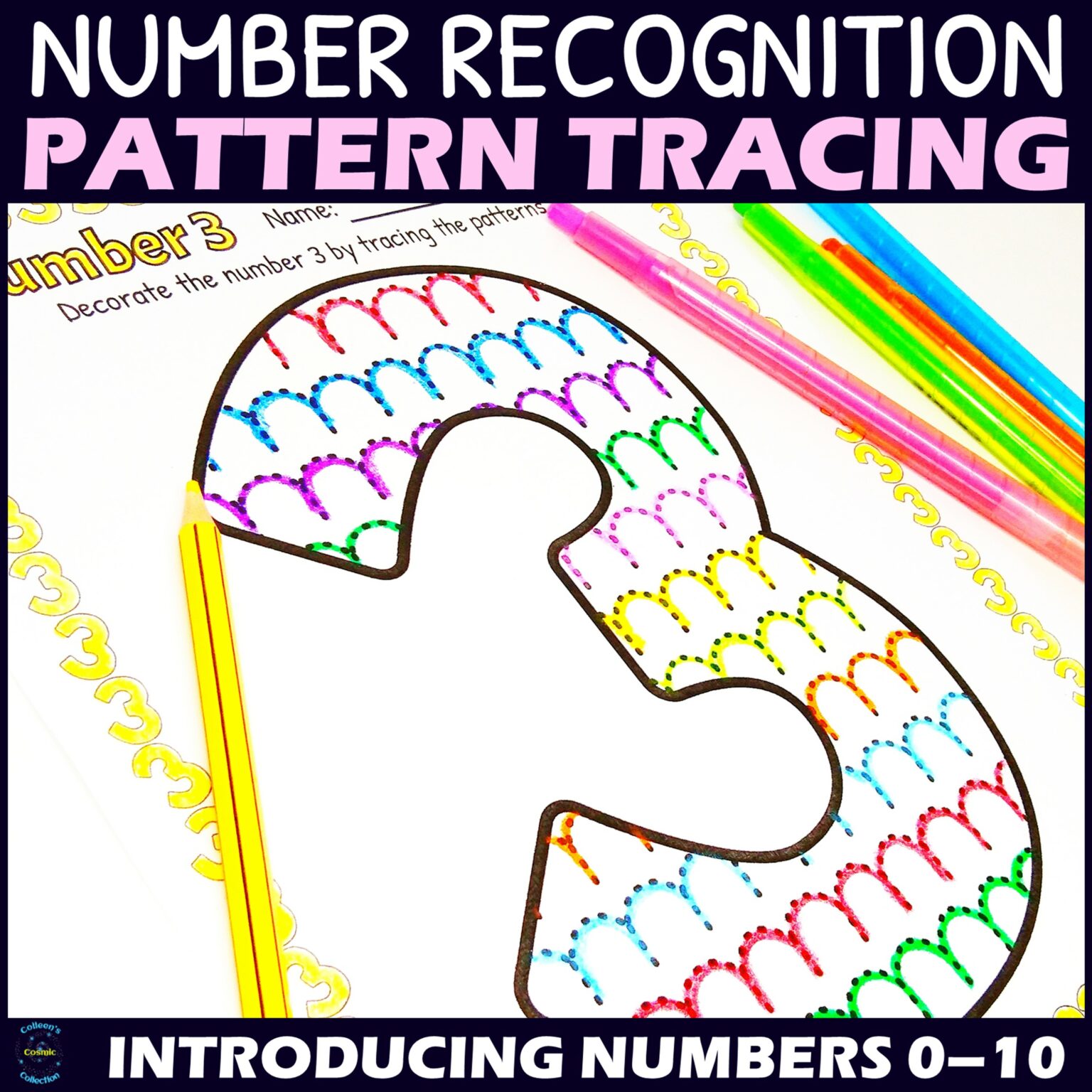 Number Recognition Worksheets 0-10 | Pattern Tracing Activity | Made By ...