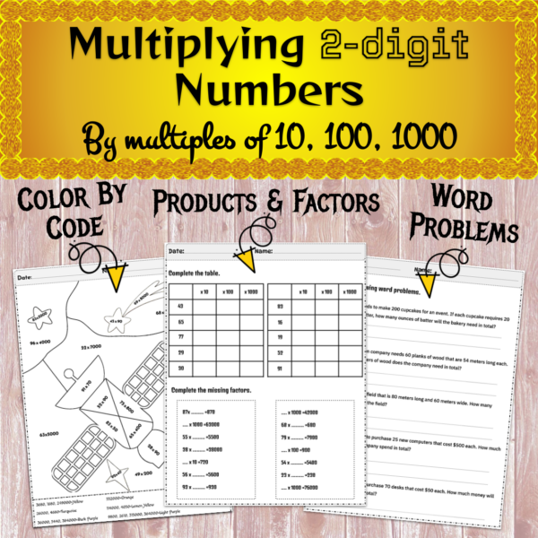 Multiplying 2 Digit Numbers by Multiples of 10, 100, 1000 with Word ...