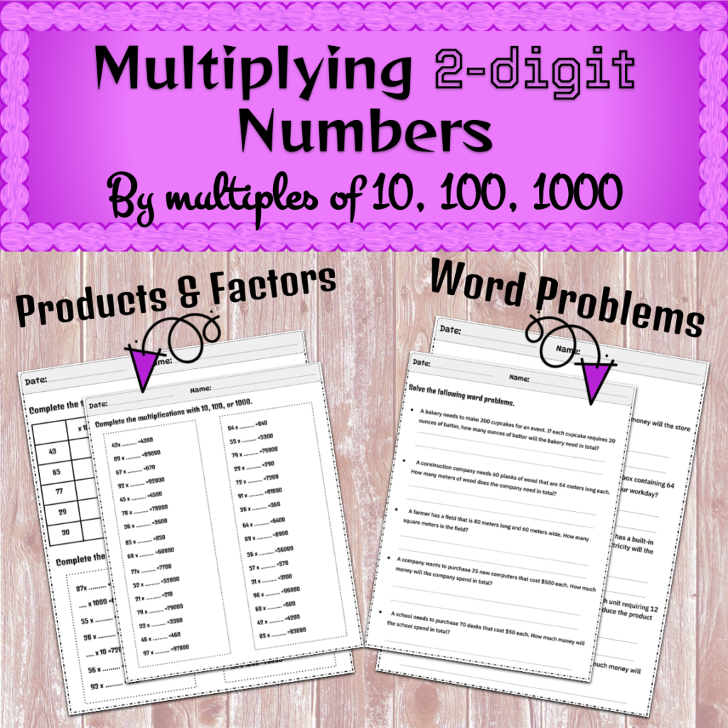 Multiplying 2 Digit Numbers By Multiples Of 10 100 1000 With Word