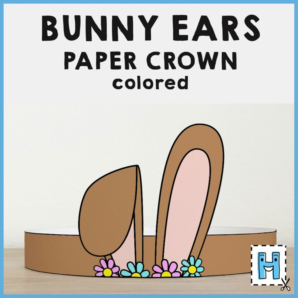Bunny ears Easter Paper Crown Headband Printable Spring Coloring Craft ...